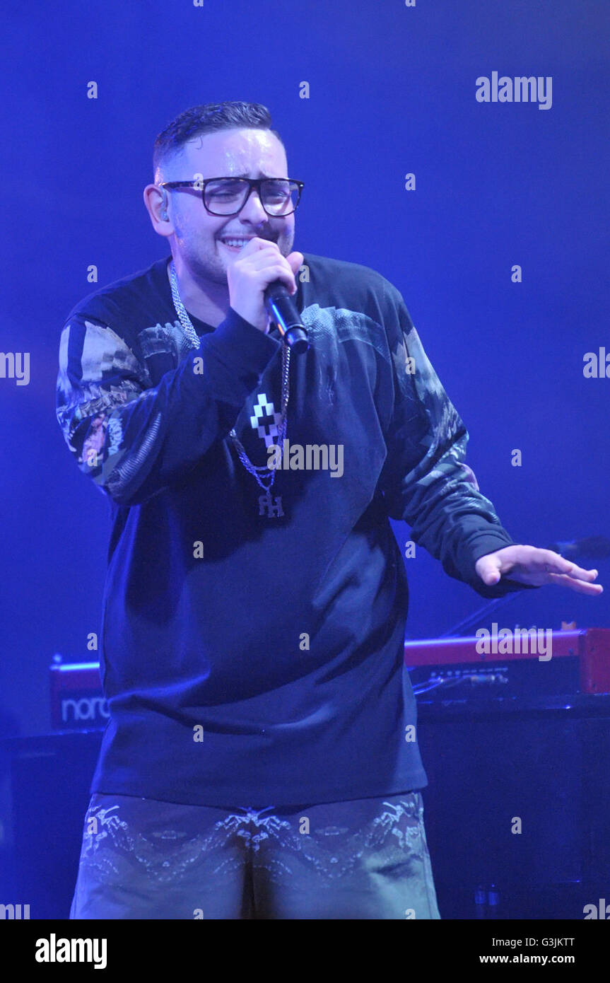 Naples, Italy. 06th May, 2016. Italian Rapper, Rocco Hunt performs ...