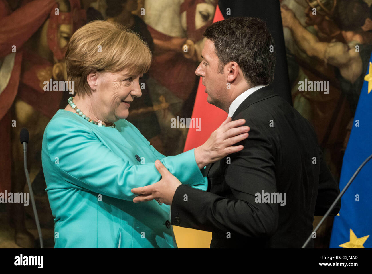 Rome, Italy. 05th May, 2016. (L) German Chancellor Angela Merkel and ...