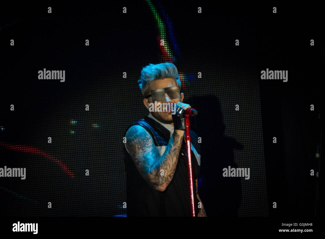 The american singer and song-writer Adam Lambert pictured on stage as ...
