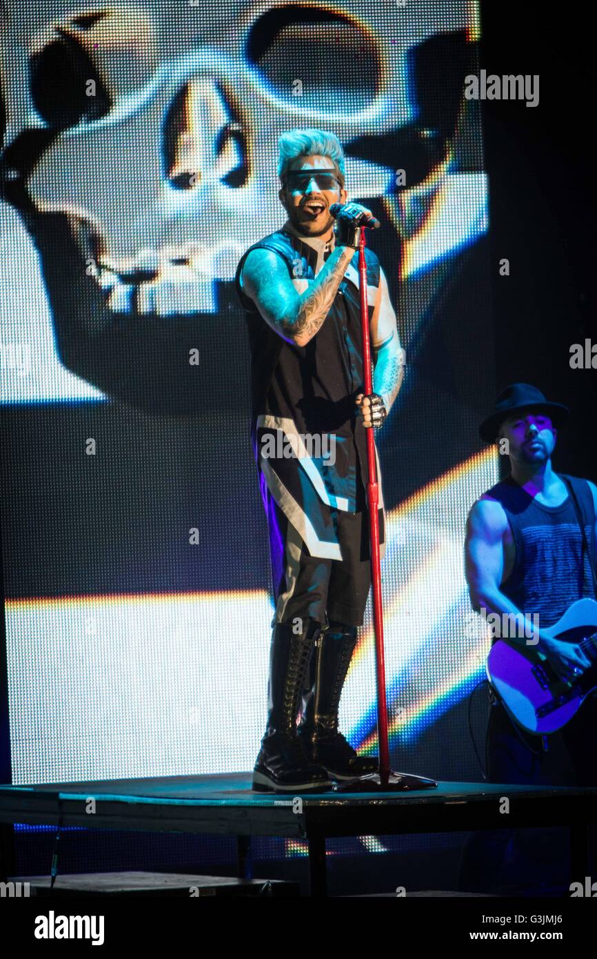The american singer and song-writer Adam Lambert pictured on stage as ...