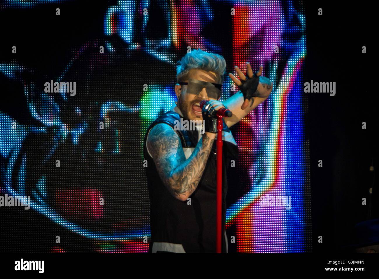 The american singer and song-writer Adam Lambert pictured on stage as ...