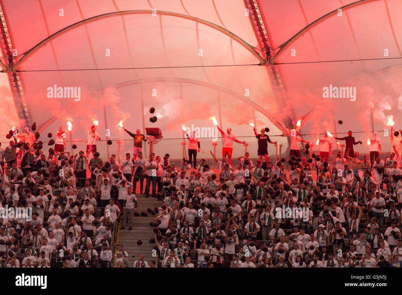 Warsaw, Poland. 02nd May, 2016. Fans of Legia Warszawa during the Final ...