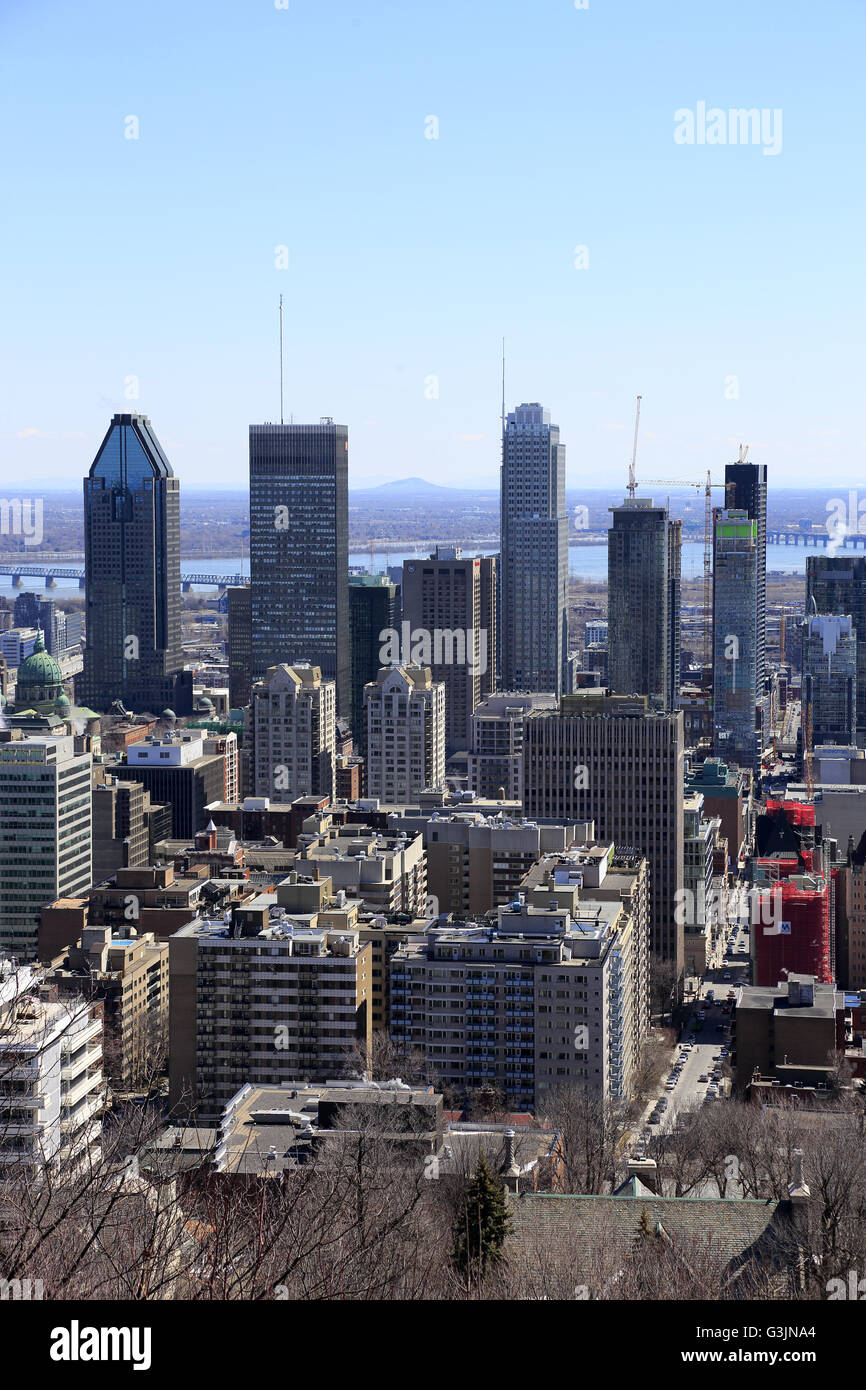 View of downtown Montreal from Kondiaronk Scenic Lookout on Mont Royal ...