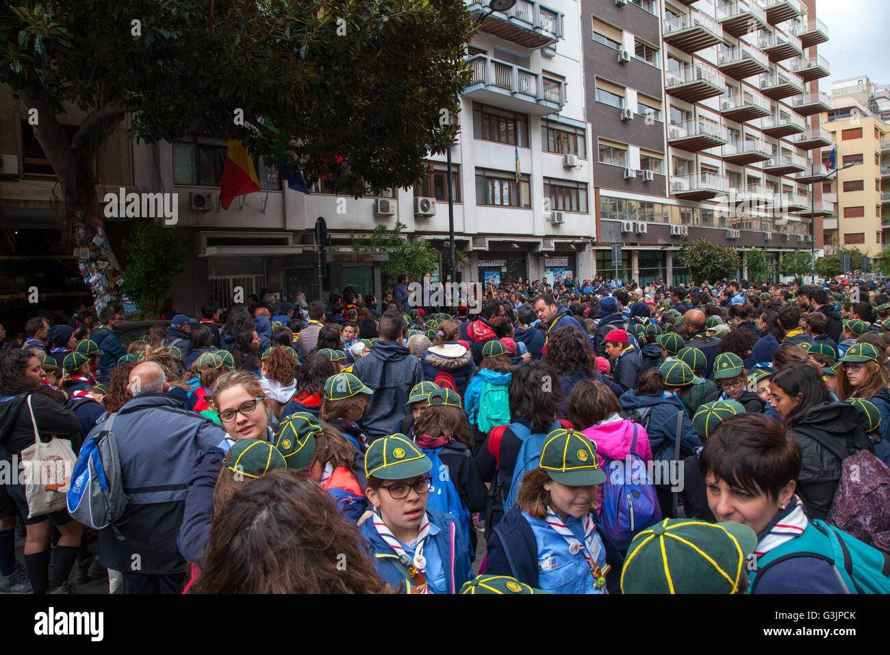 Palermo, Italy. 25th Apr, 2016. About 2000 scouts cubs and ladybugs ...