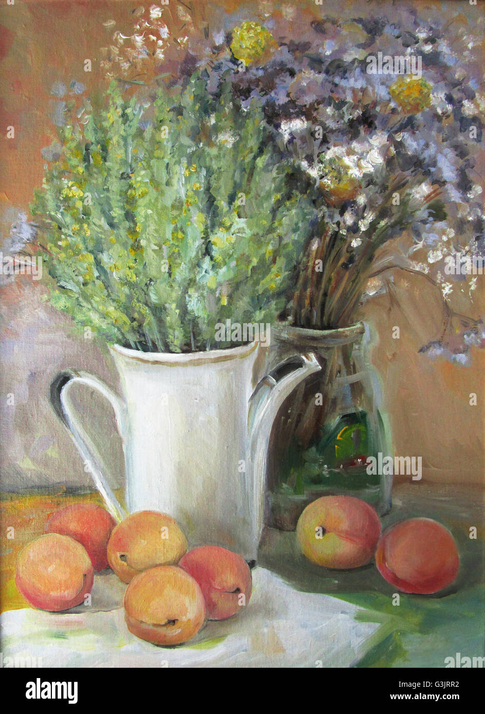 Texture painting oil on canvas, abstract still life Stock Photo - Alamy