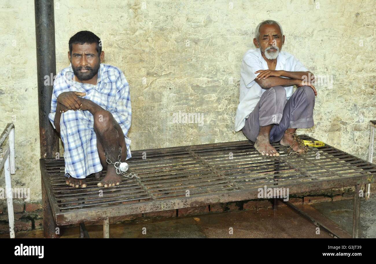 Patiala, India. 06th Apr, 2016. Two men with mentally illness was ...
