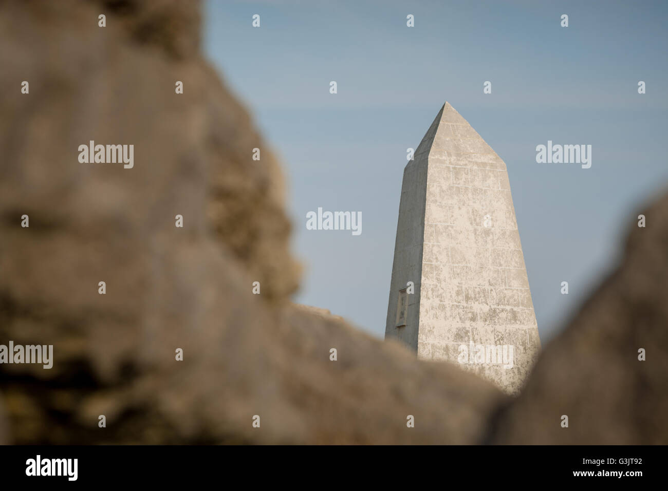 Trinity House obelisk on Portland Bill, Dorset UK Stock Photo - Alamy