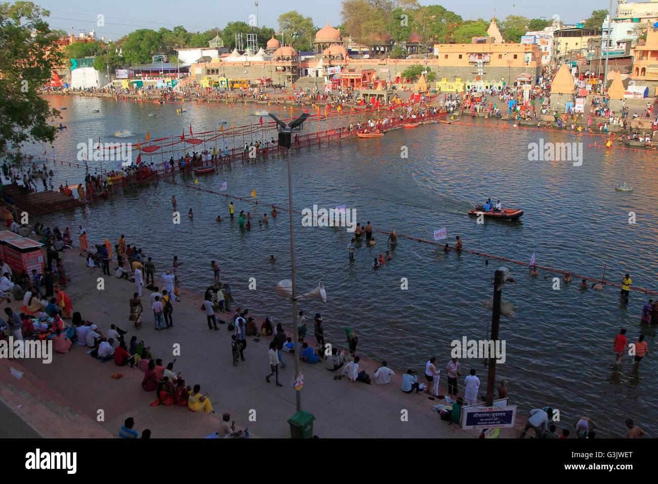 Ujjain, India. 23rd Apr, 2016. A view of Shipra river at Ramghat during ...