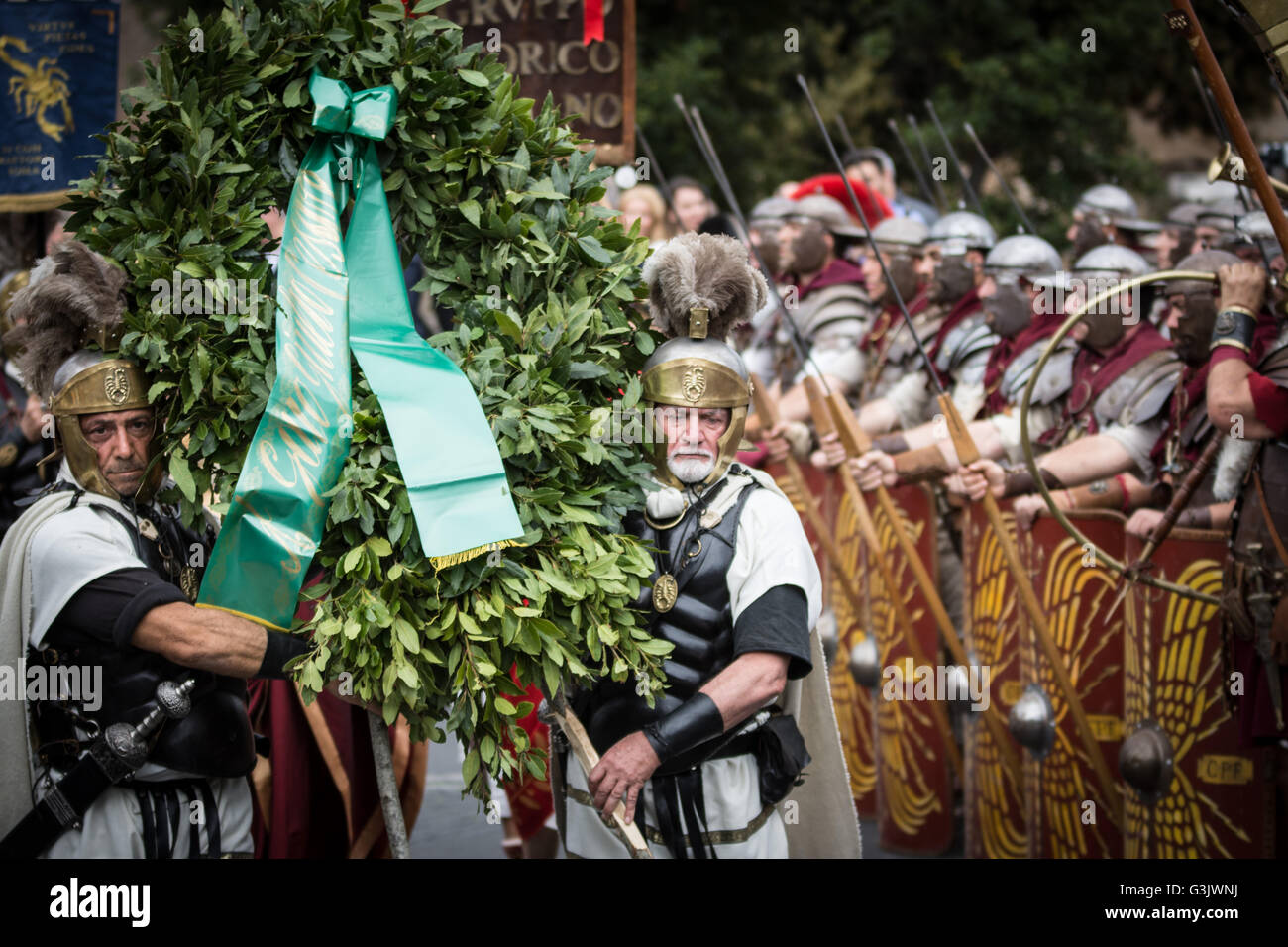 Rome, Italy. 24th Apr, 2016. Deposition of a laurel wreath at the ...