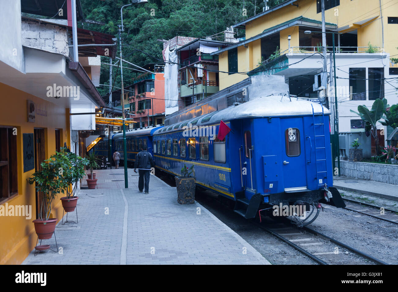 Early morning train arrival in Aguas Calientes, Machu Picchu Pueblo ...