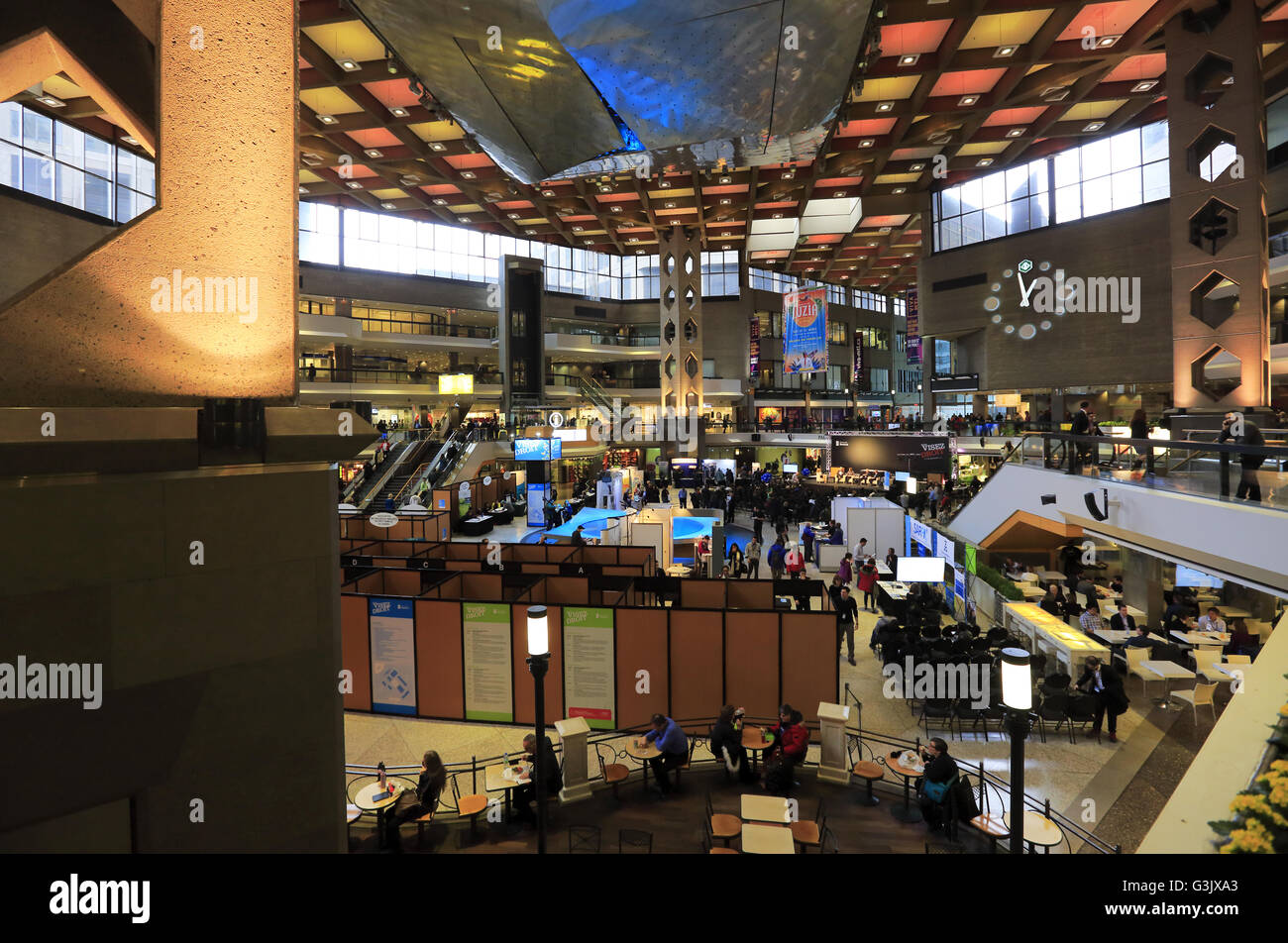 Interior view of Complexe Desjardins. Montreal, Quebec, Canada Stock ...
