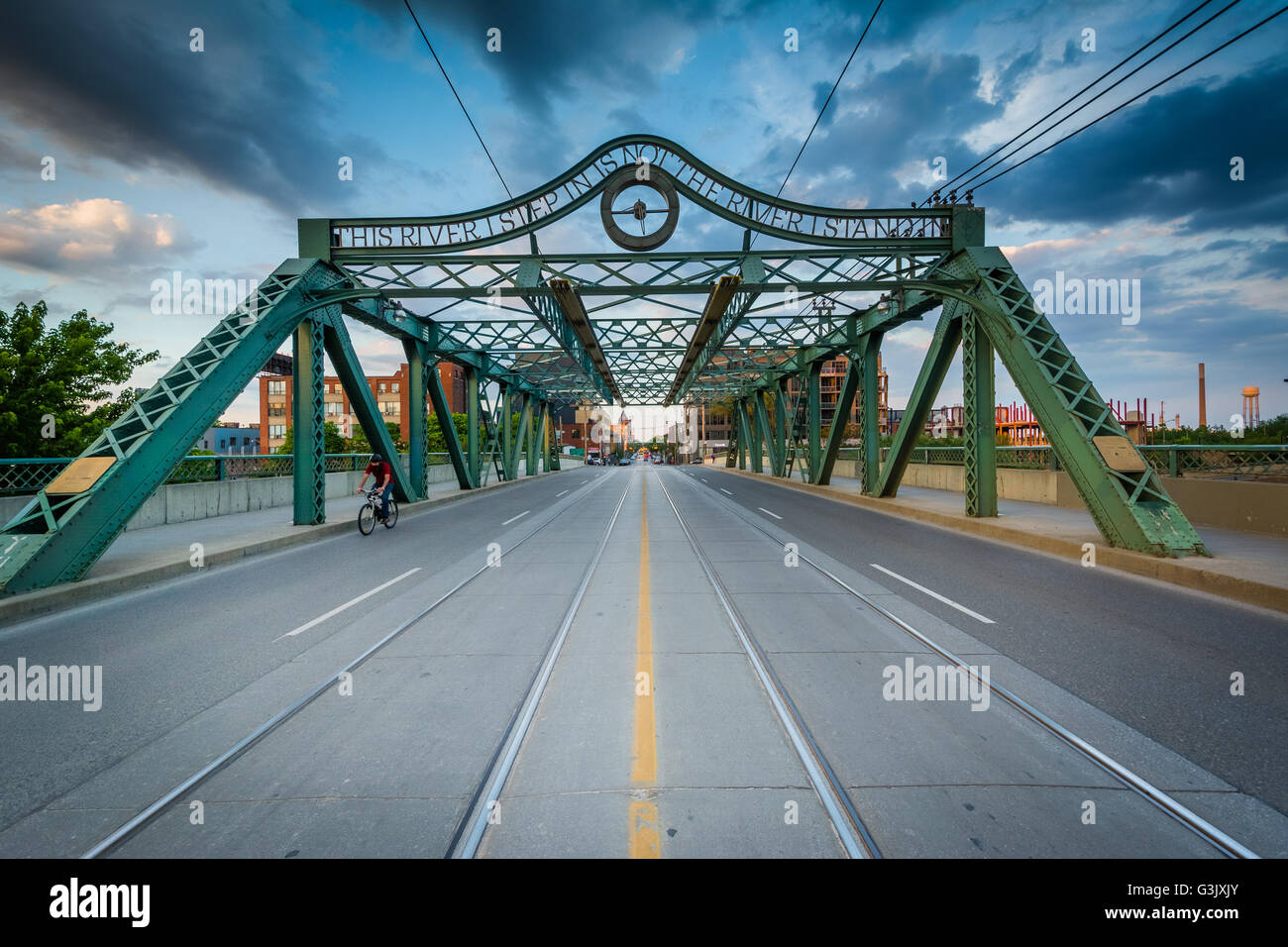 The Queen Street Bridge over the Lower Don River, in Toronto, Ontario ...
