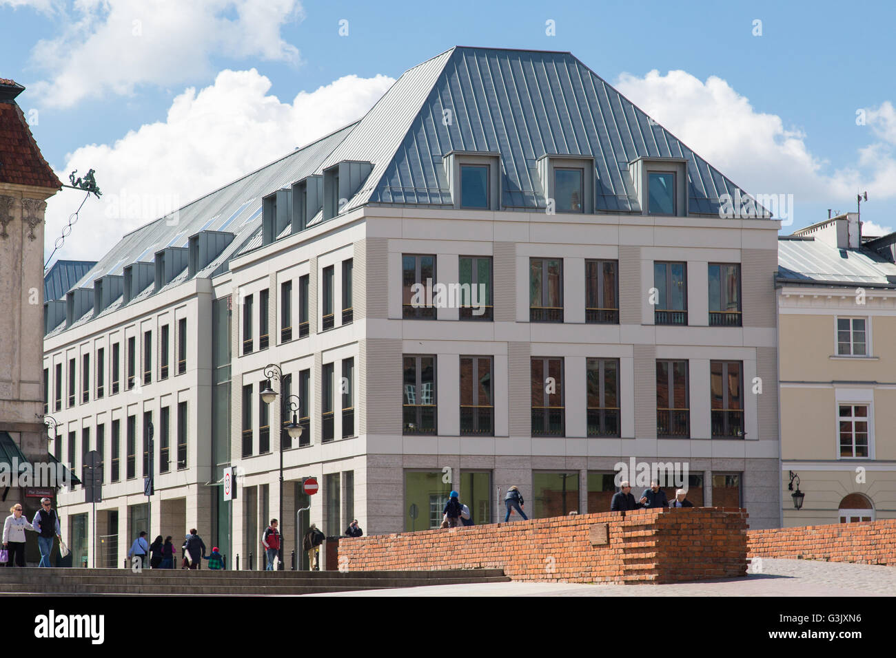 Warsaw, Poland. 21st Apr, 2016. Modern building in the Warsaw Old Town ...
