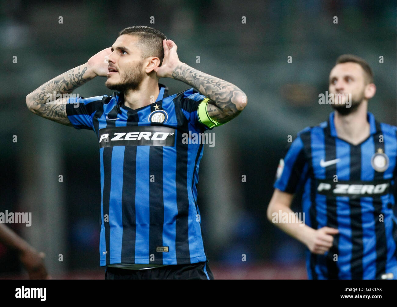 MILAN, Italy. 16th Apr, 2016. Inter's Argentinian forward Mauro Icardi ...