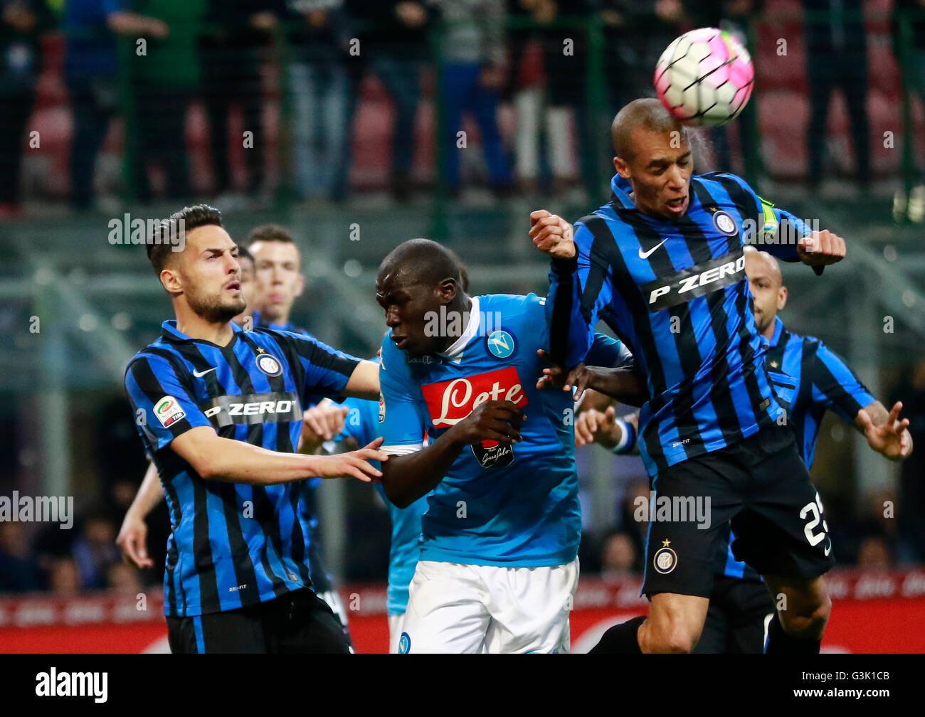 MILAN, Italy. 16th Apr, 2016. Inter's Brazilian defender Joao Miranda ...