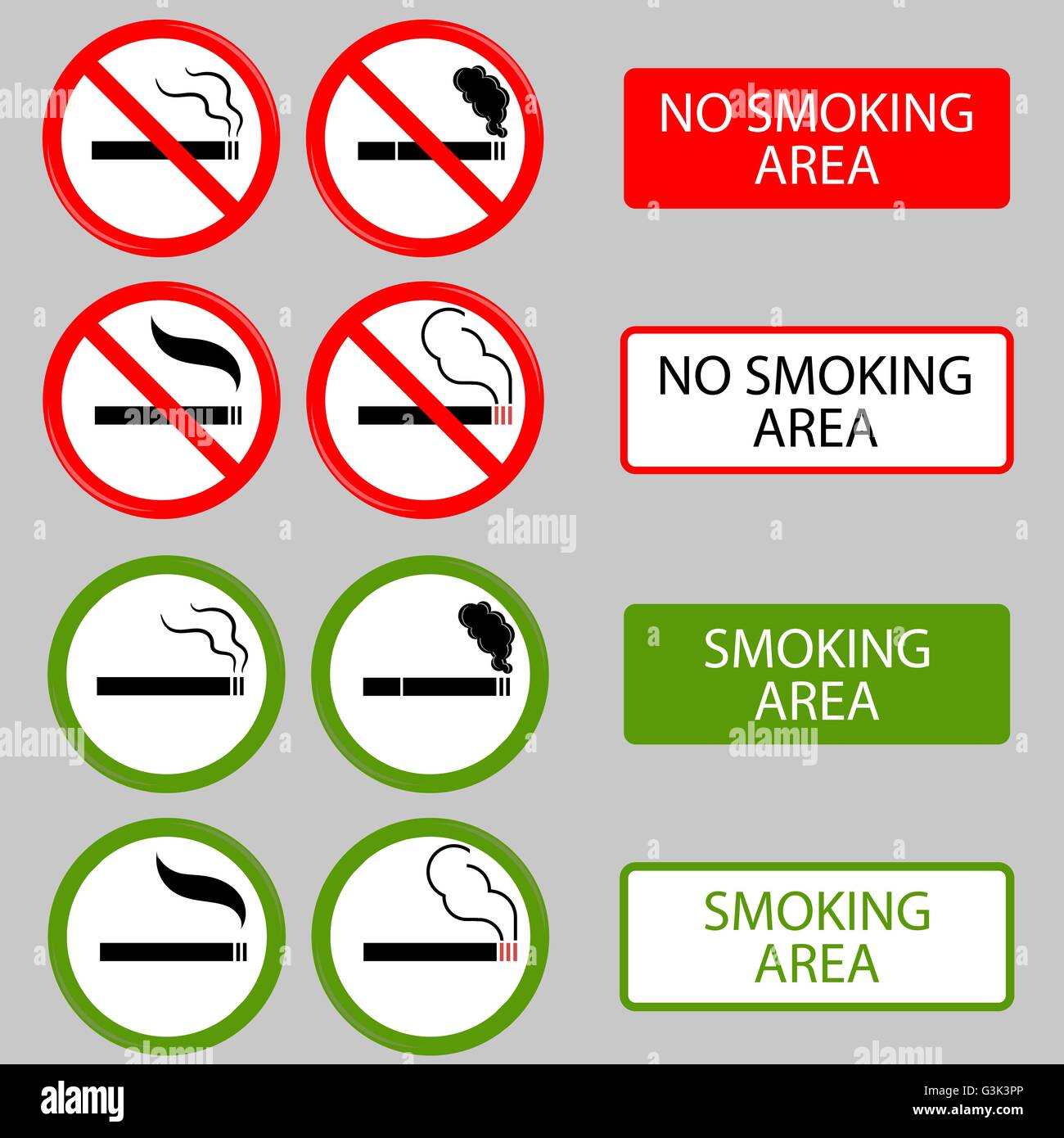No Smoking, Cigarette, Smoke Prohibited Symbols Stock Vector Image ...