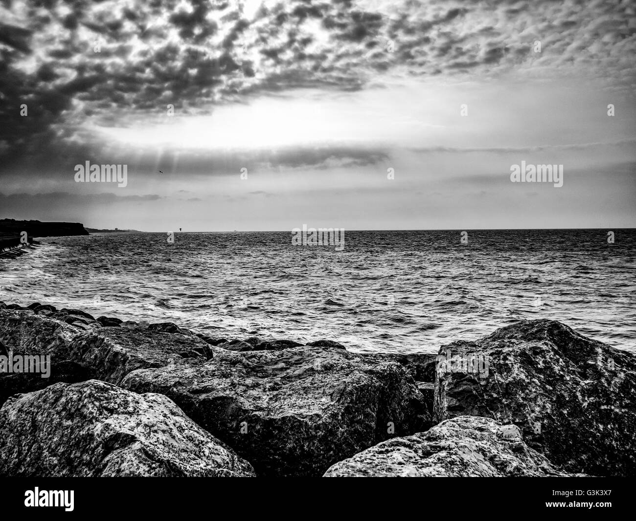 Black and White Seascape at Herne Bay, Kent, England Stock Photo - Alamy