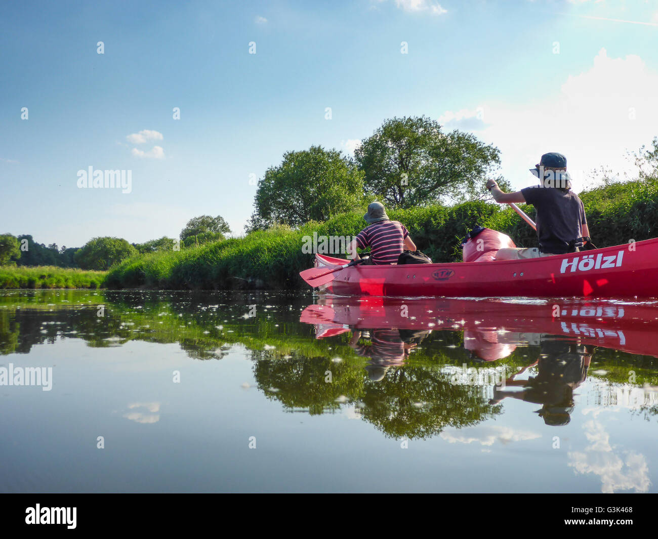 Paddlers in canoes ( Canadians ) on the river Schwarzer Regen in Nature ...
