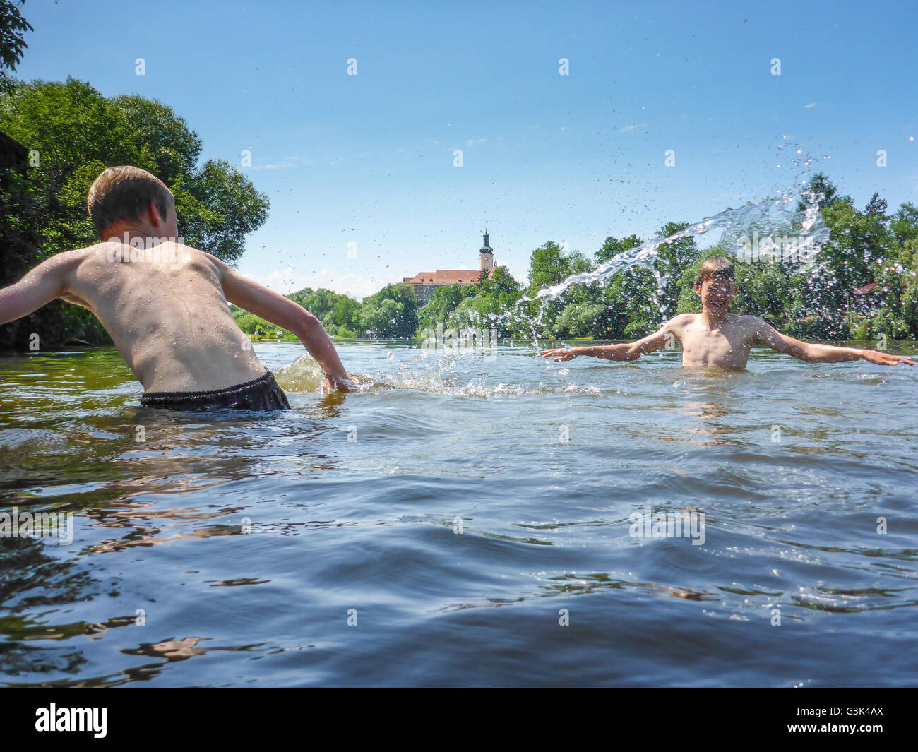 Children by the river hi-res stock photography and images - Alamy