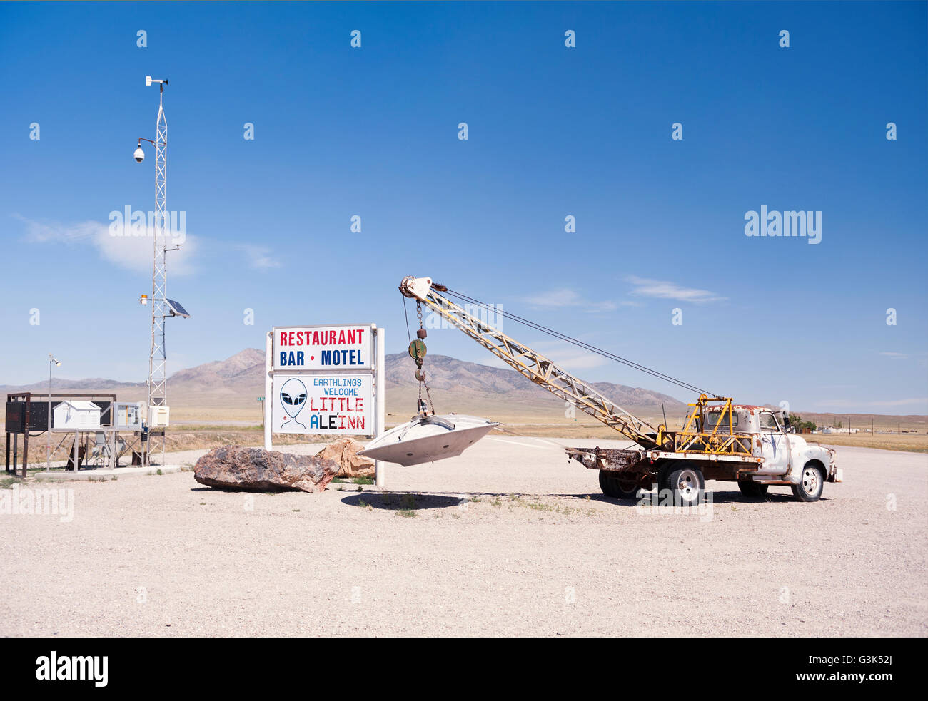 The sign in front of The Little A'Le'Inn on the Extraterrestrial ...