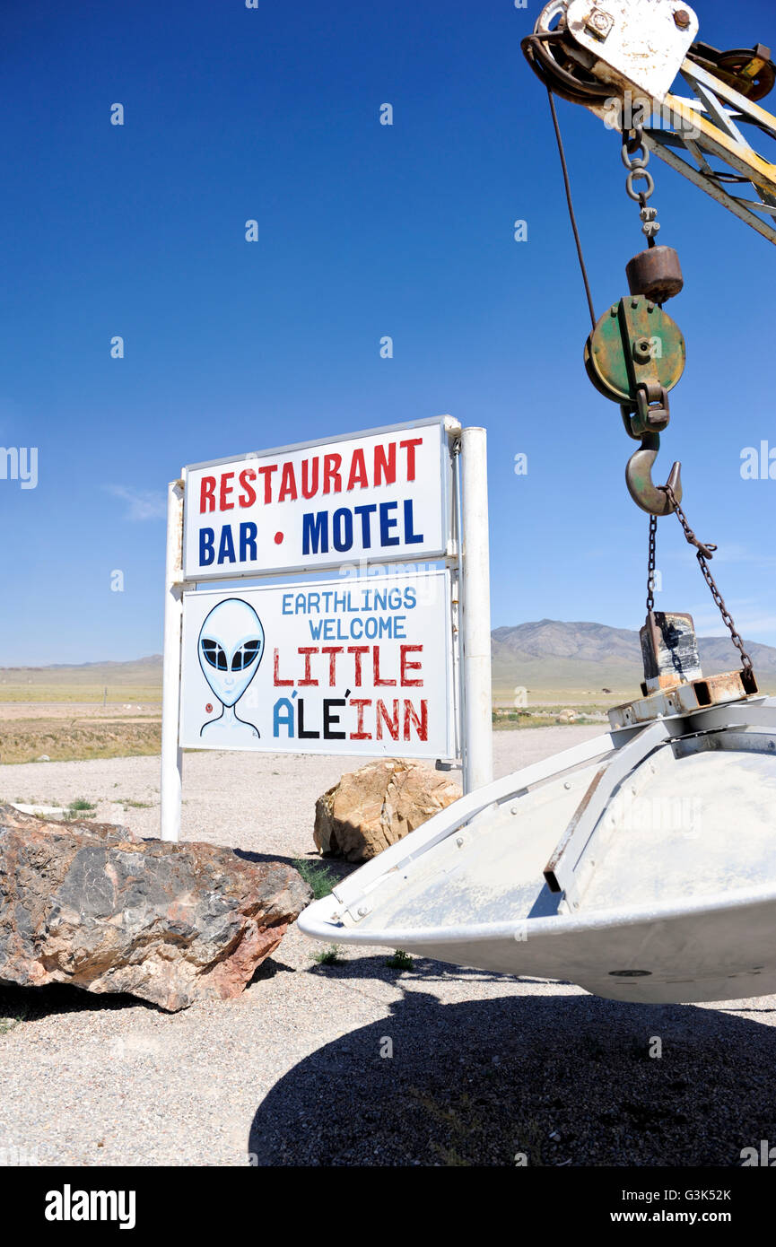 The sign in front of The Little A'Le'Inn on the Extraterrestrial ...
