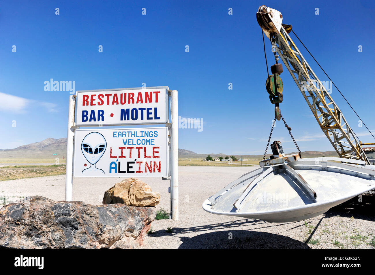 The sign in front of The Little A'Le'Inn on the Extraterrestrial ...