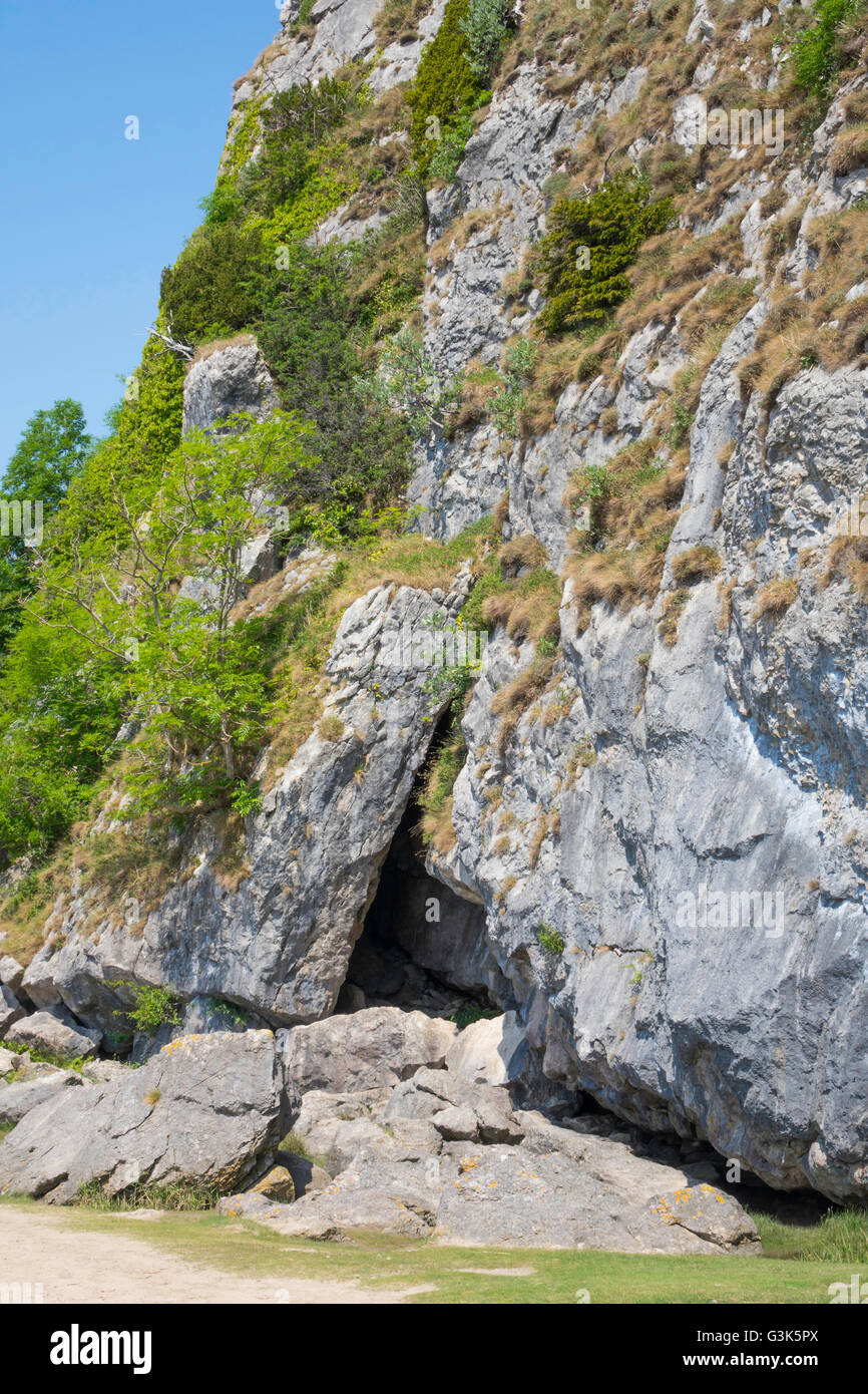 A small cave at Humphrey Head a limestone outcrop inear Flookburgh in ...