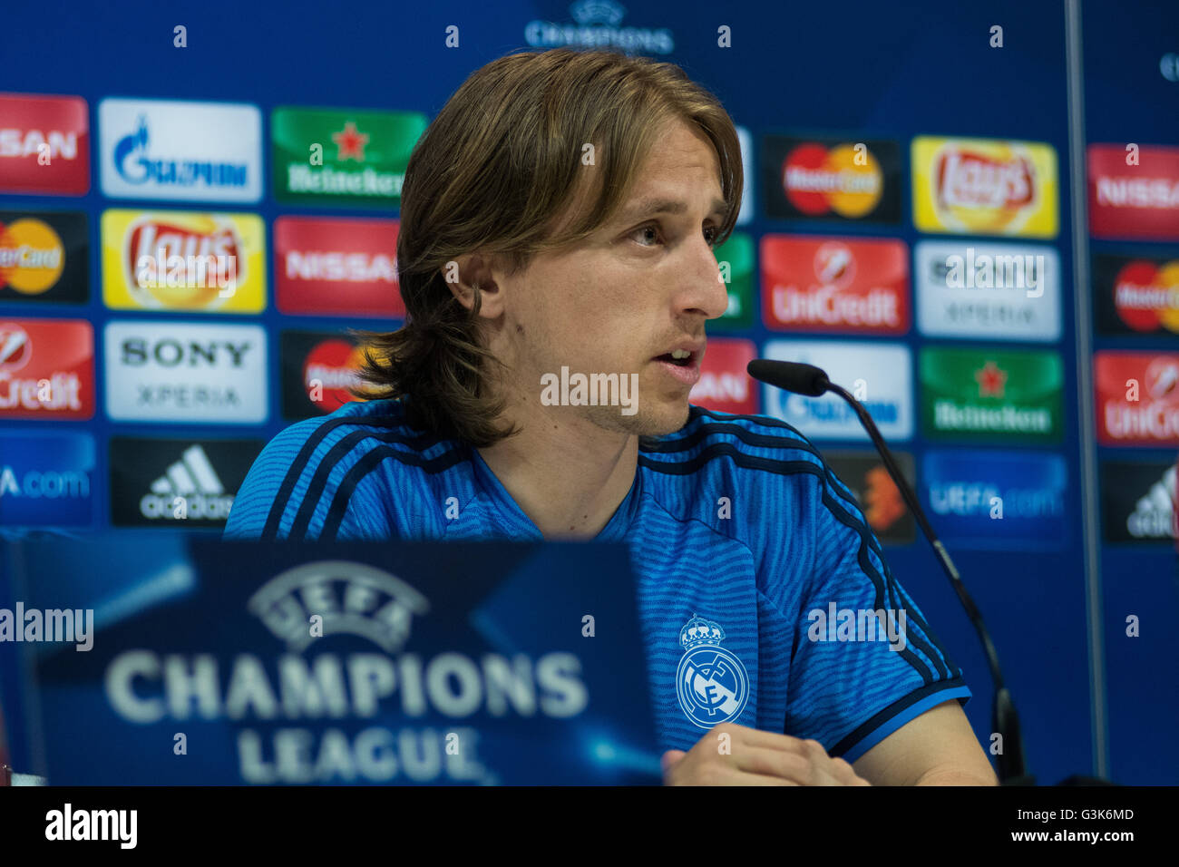 Madrid, Spain. 11th Apr, 2016. Real Madrid player Luka Modric during a ...