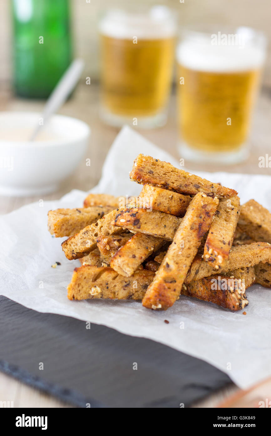 Dry-Fried Garlic Bread Sticks - Party Snack Stock Photo - Alamy