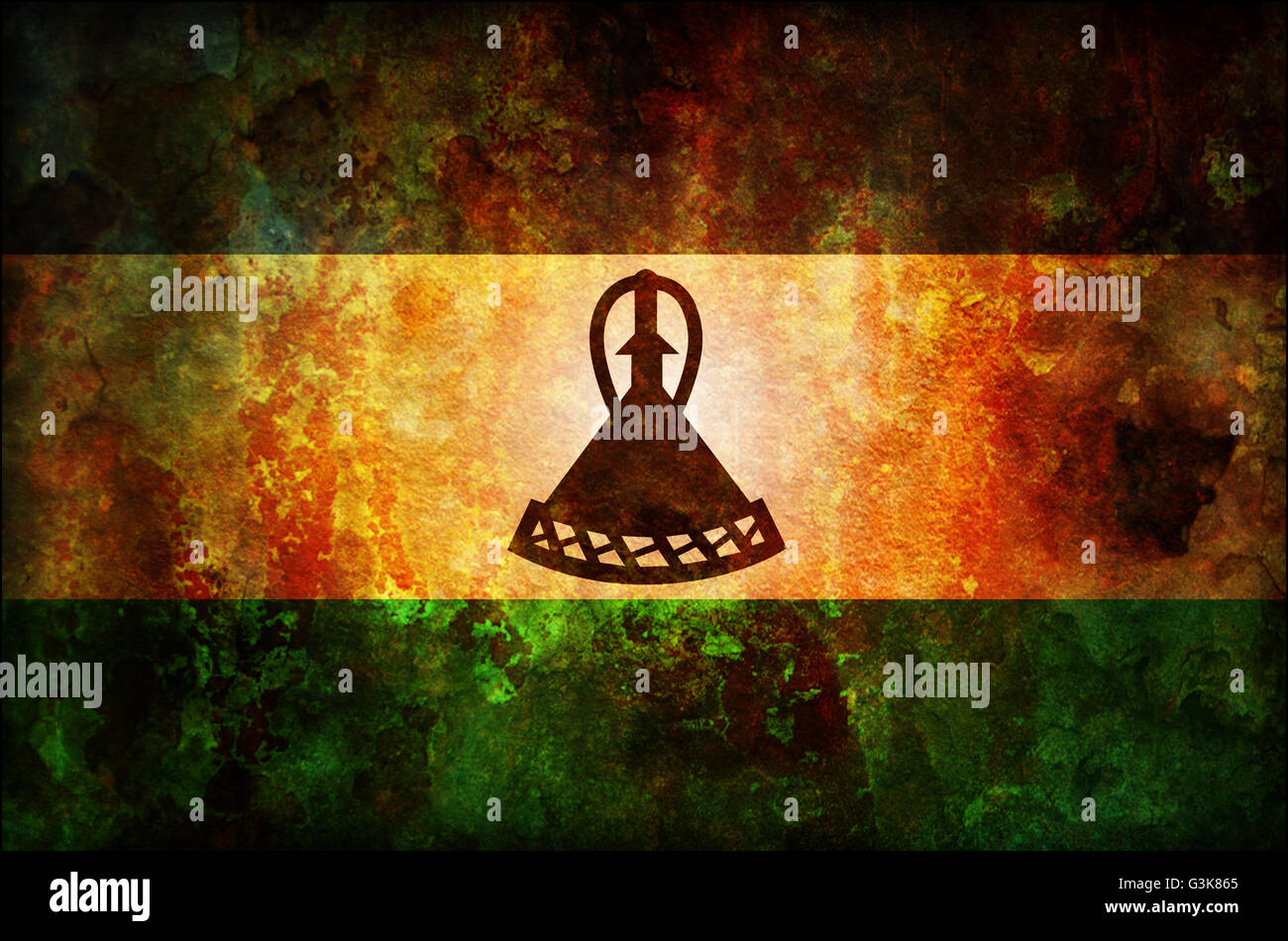 some very old vintage flag of african country lesotoho Stock Photo - Alamy