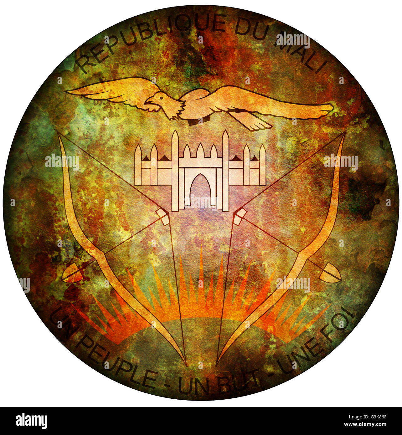 old isolated over white coat of arms of mali Stock Photo - Alamy