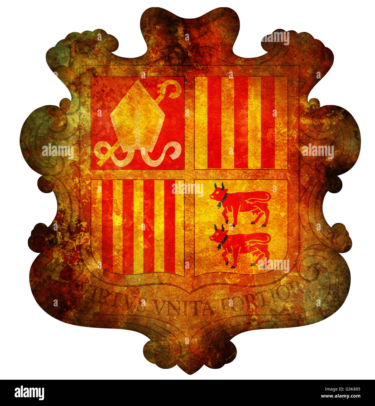 old isolated over white coat of arms of andorra Stock Photo - Alamy