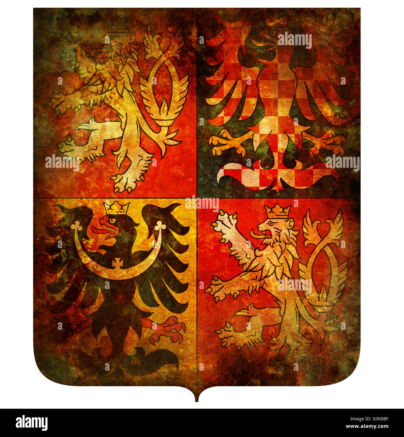 old isolated over white coat of arms of czech republic Stock Photo - Alamy