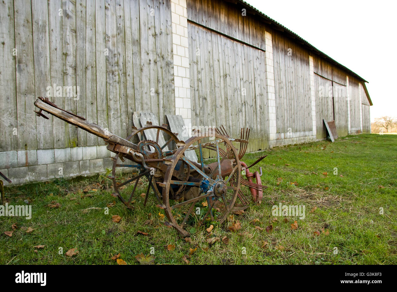 some old machine used for farming long time ago Stock Photo - Alamy