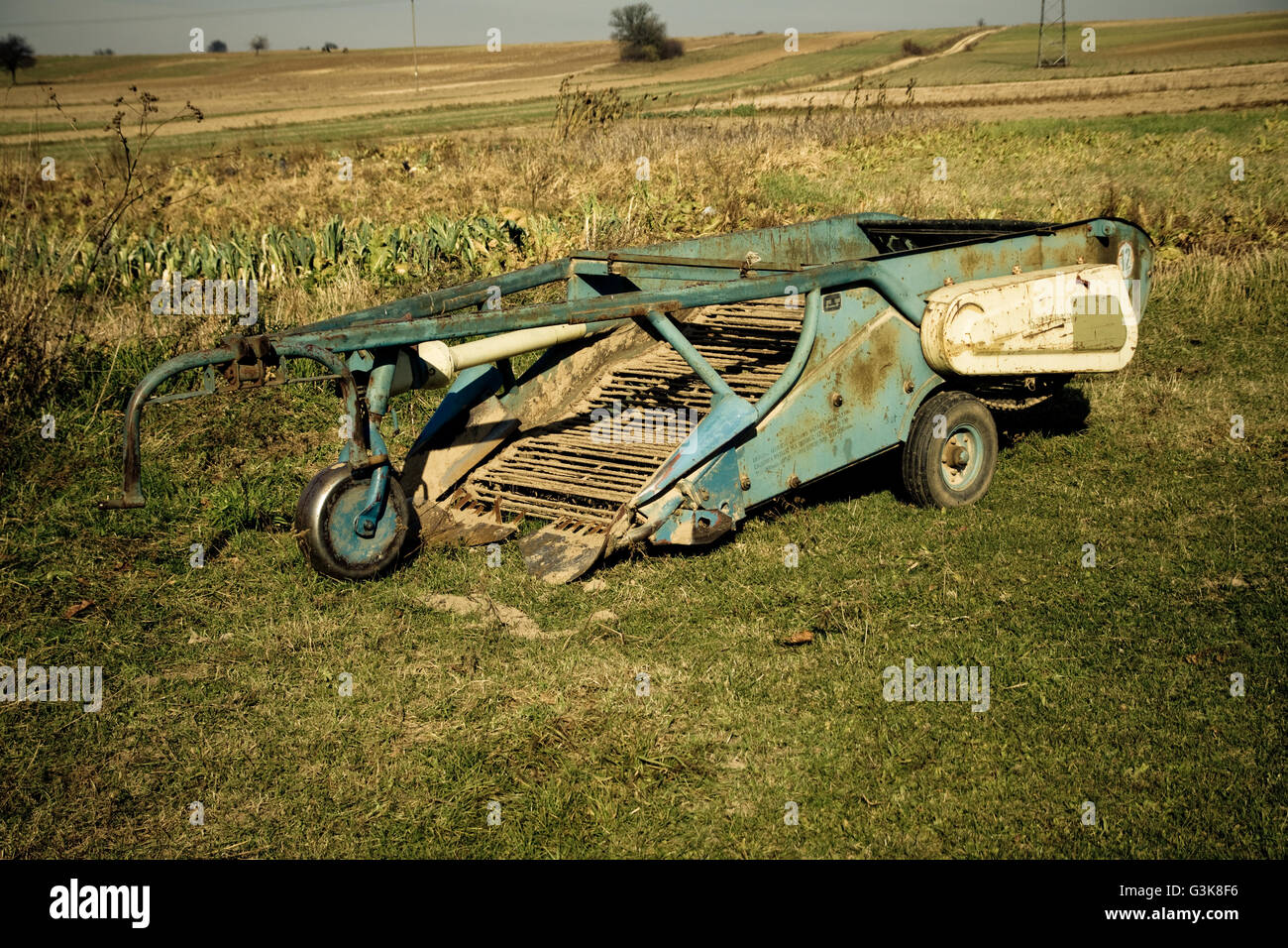 some old machine used for farming long time ago Stock Photo - Alamy