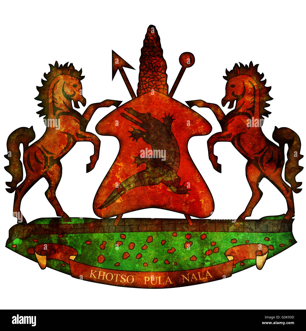 old isolated over white coat of arms of lesotho Stock Photo - Alamy