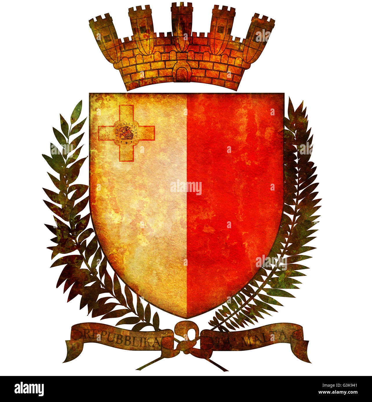 old isolated over white coat of arms of malta Stock Photo - Alamy