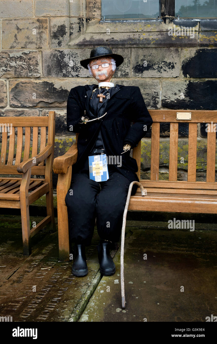 Vicar scarecrow by St. Cuthbert`s Church, Halsall, Lancashire, England ...