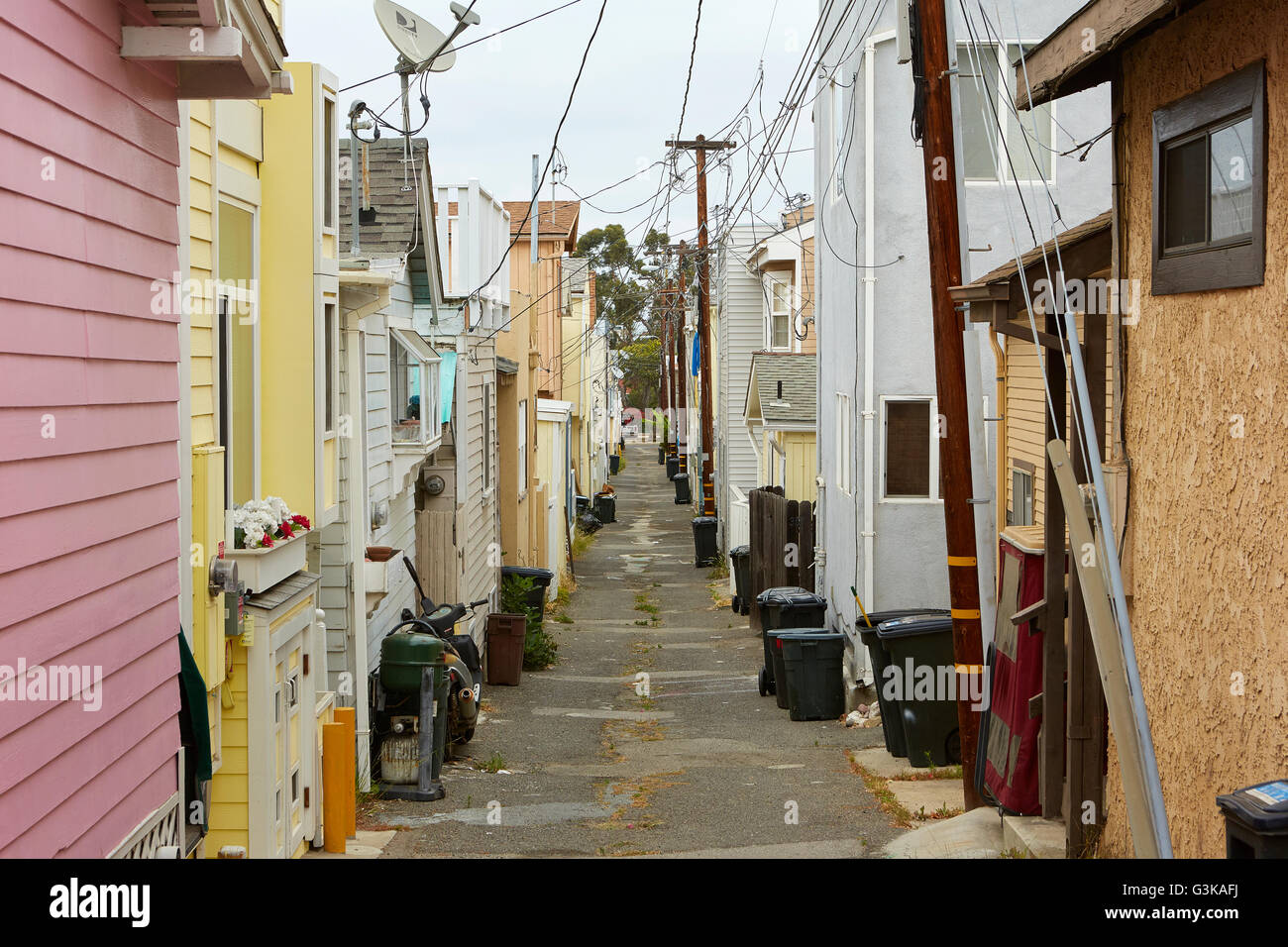Back Alley Of A Residential Area In Avalon, Catalina Island, California ...