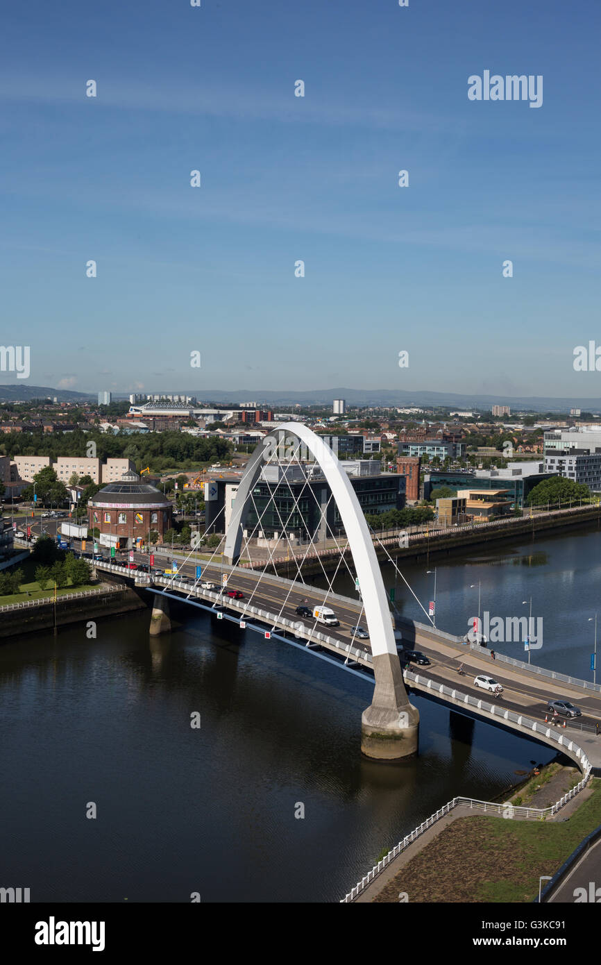 View of the River Clyde, with the Clyde Arc Bridge, known as the ...