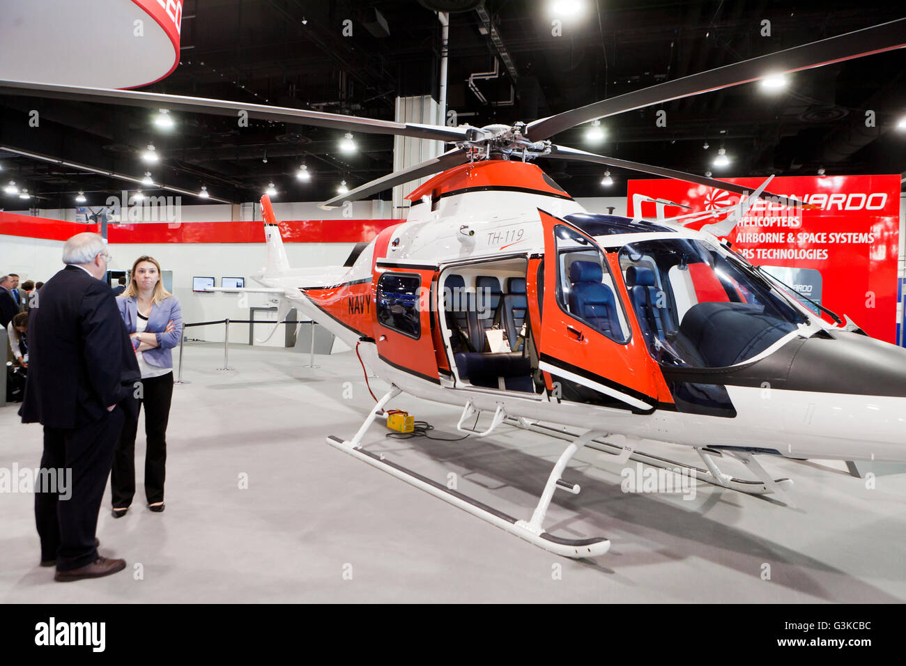 Leonardo-Finmeccanica TH-119 helicopter exhibit at US Navy League Sea ...