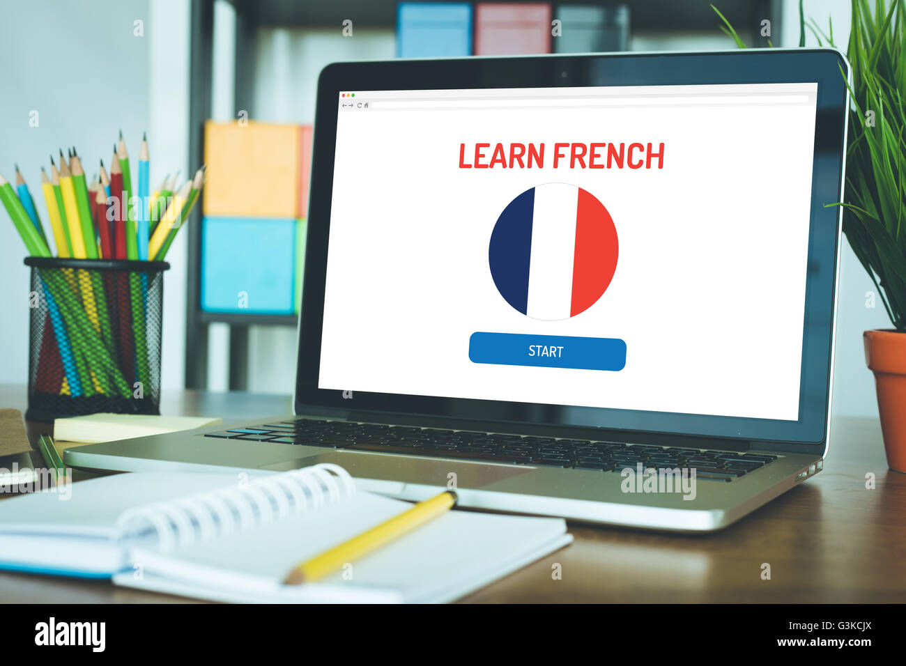 ONLINE EDUCATION LEARN FRENCH CONCEPT Stock Photo - Alamy