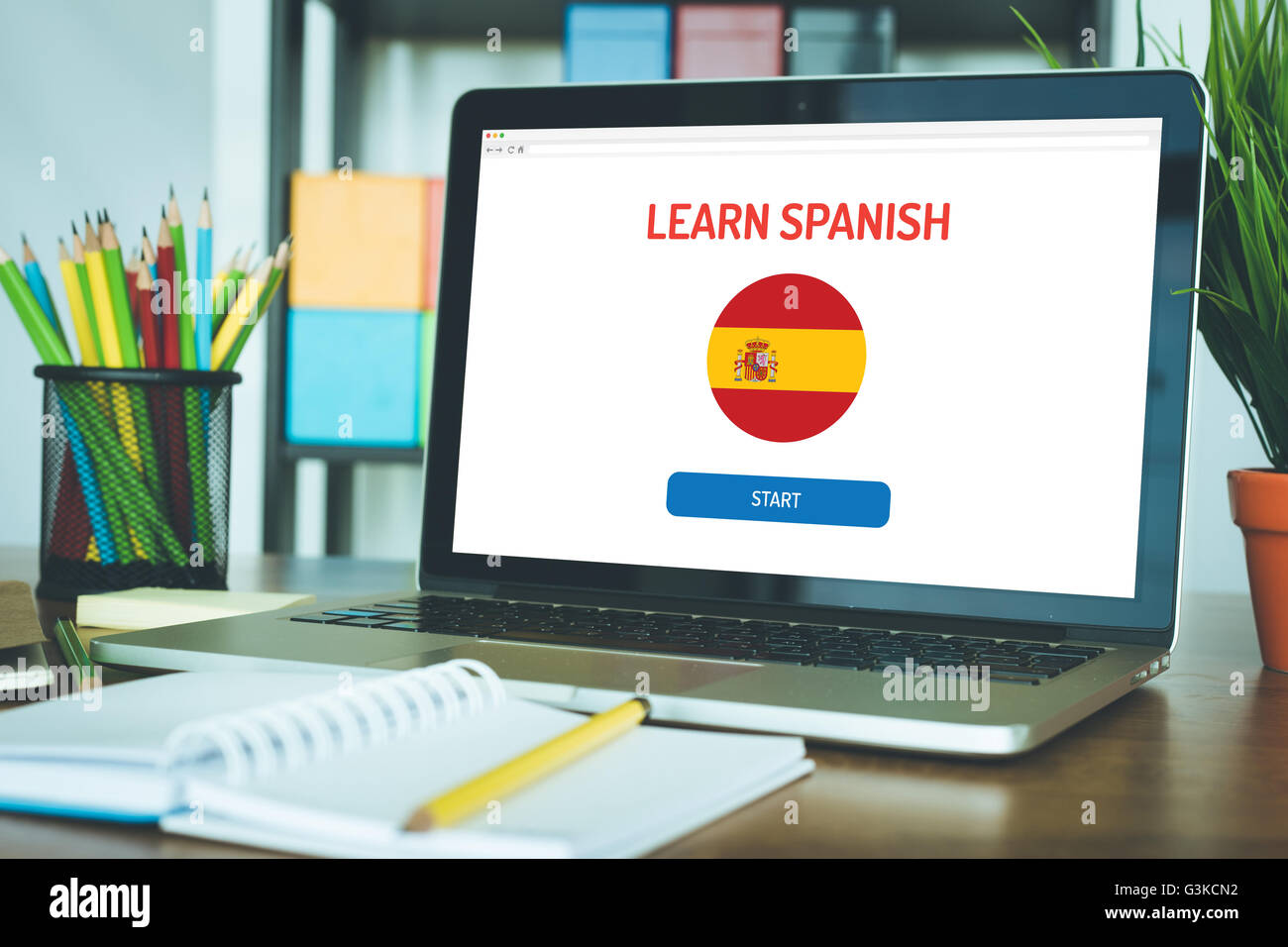 LEARN SPANISH EDUCATION TECHNOLOGY E-LEARNING ONLINE CONCEPT Stock ...