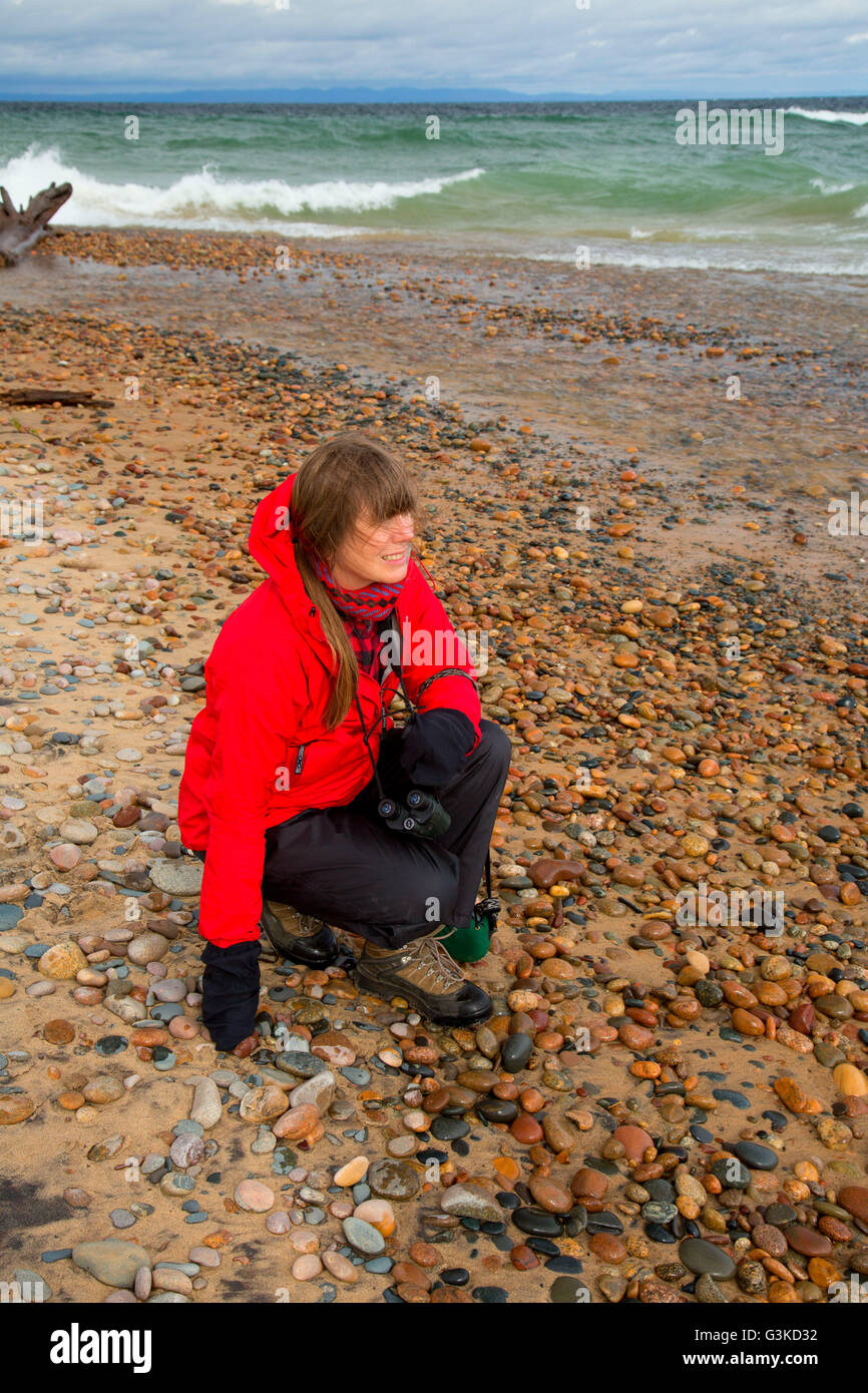 Lake Superior beach, Whitefish Point Bird Observatory, Michigan Stock ...