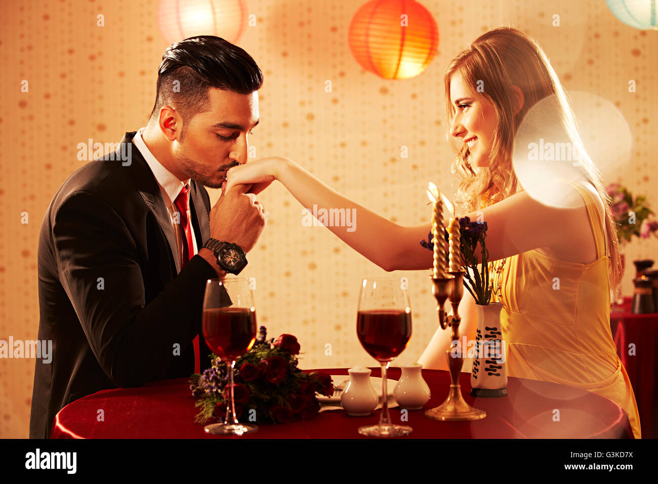 2 Foreigner Married Couples Hotel Dating Proposing Hands Kissing Stock ...