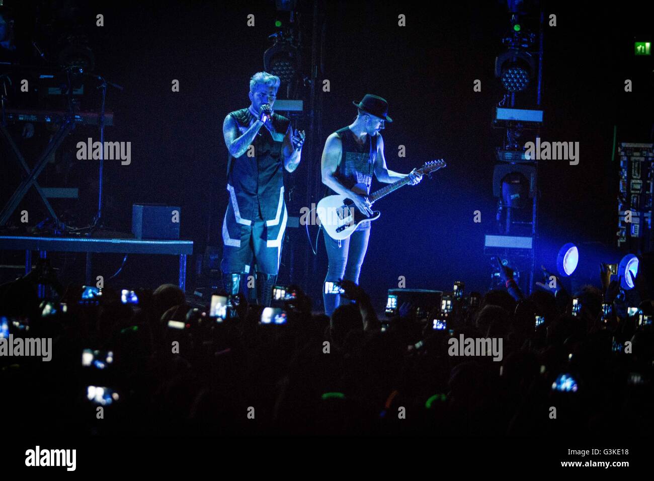 The american singer and song-writer Adam Lambert pictured on stage as ...