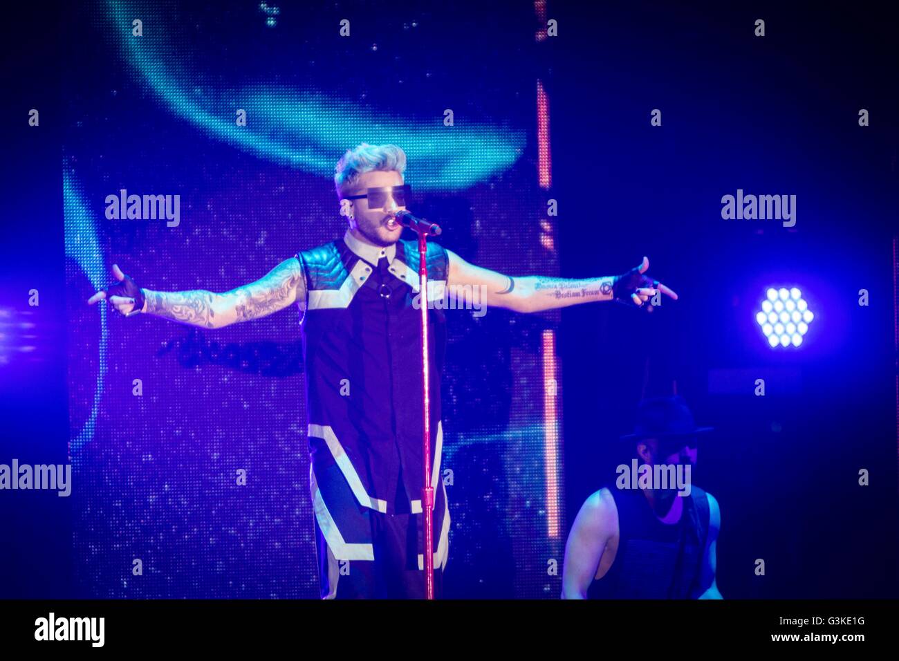 The american singer and song-writer Adam Lambert pictured on stage as ...