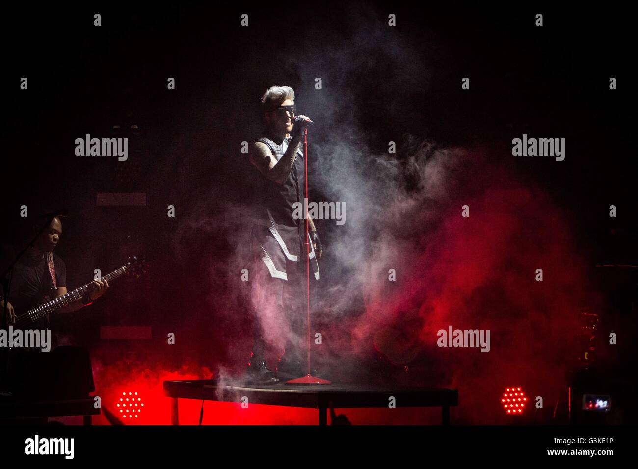 The american singer and song-writer Adam Lambert pictured on stage as ...