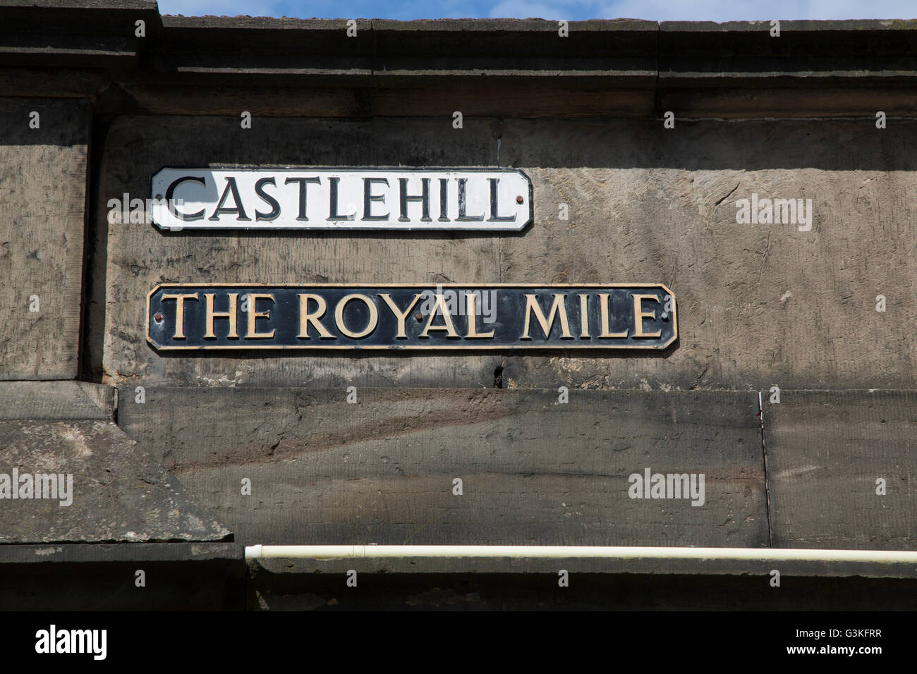 Castlehill and the Royal Mile Street Signs, Edinburgh, Scotland Stock ...