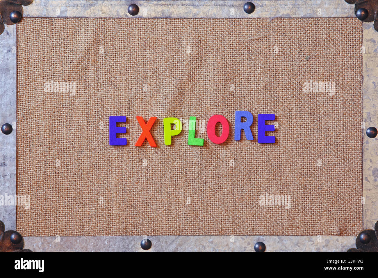 top view image of colorful wooden letters with phrase: EXPLORE on ...